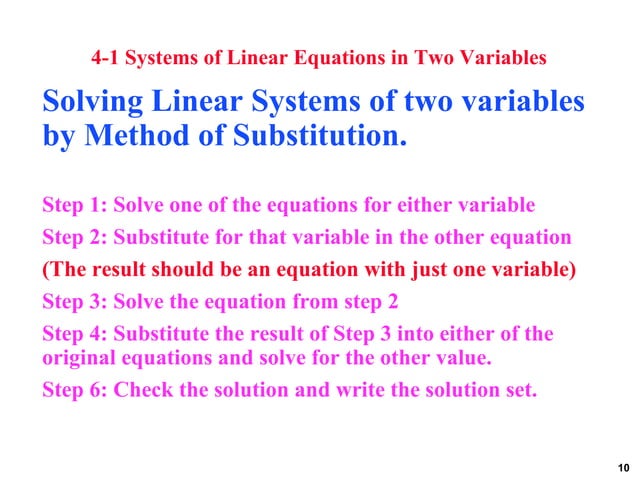 Systems of Linear Equations | PPT