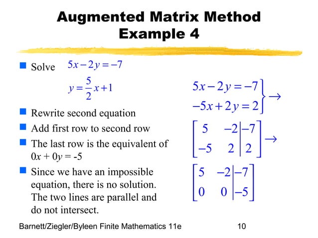 Systems of linear equations and augmented matrices