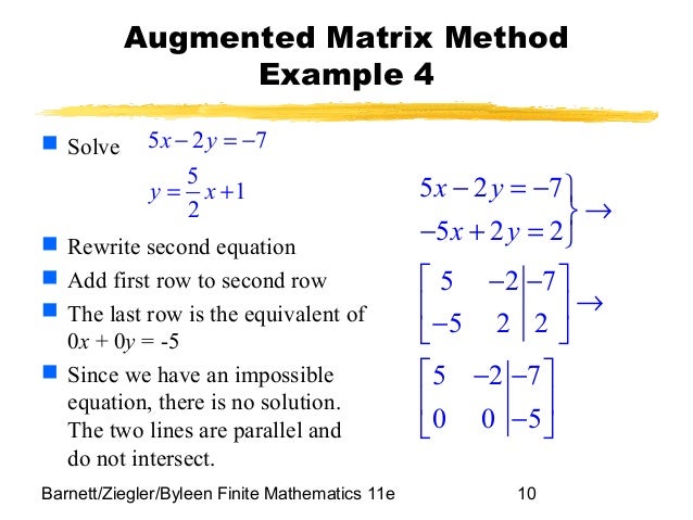 Systems Of Linear Equations And Augmented Matrices