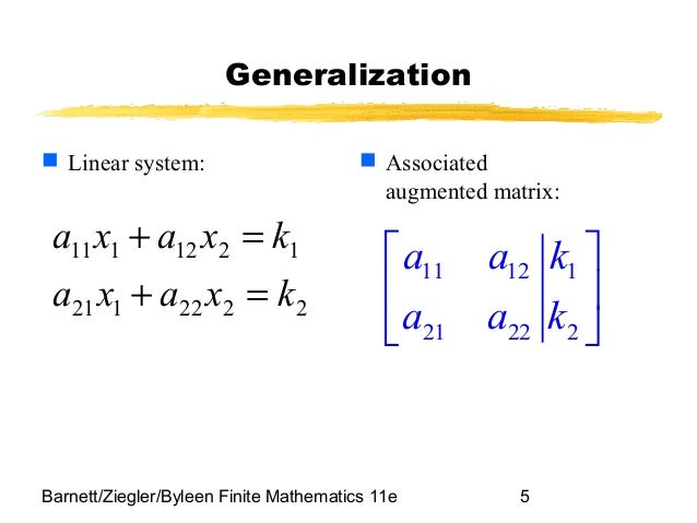 Systems of linear equations and augmented matrices