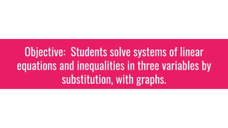 Systems of linear equations in three variables | PDF