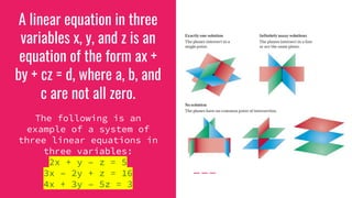 Systems of linear equations in three variables | PDF