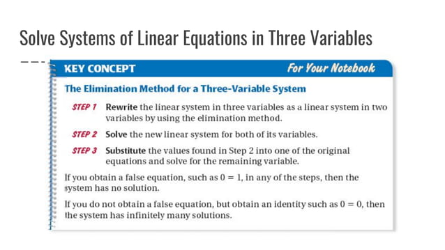Systems of linear equations in three variables | PDF | Physics | Science