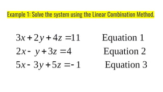 Systems of linear equations in three variables | PDF