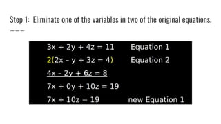 Systems of linear equations in three variables | PDF