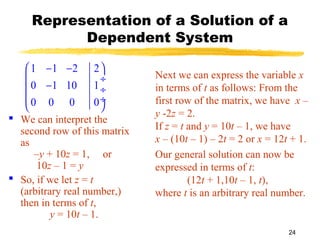 Systems of linear equations; matrices | PPT