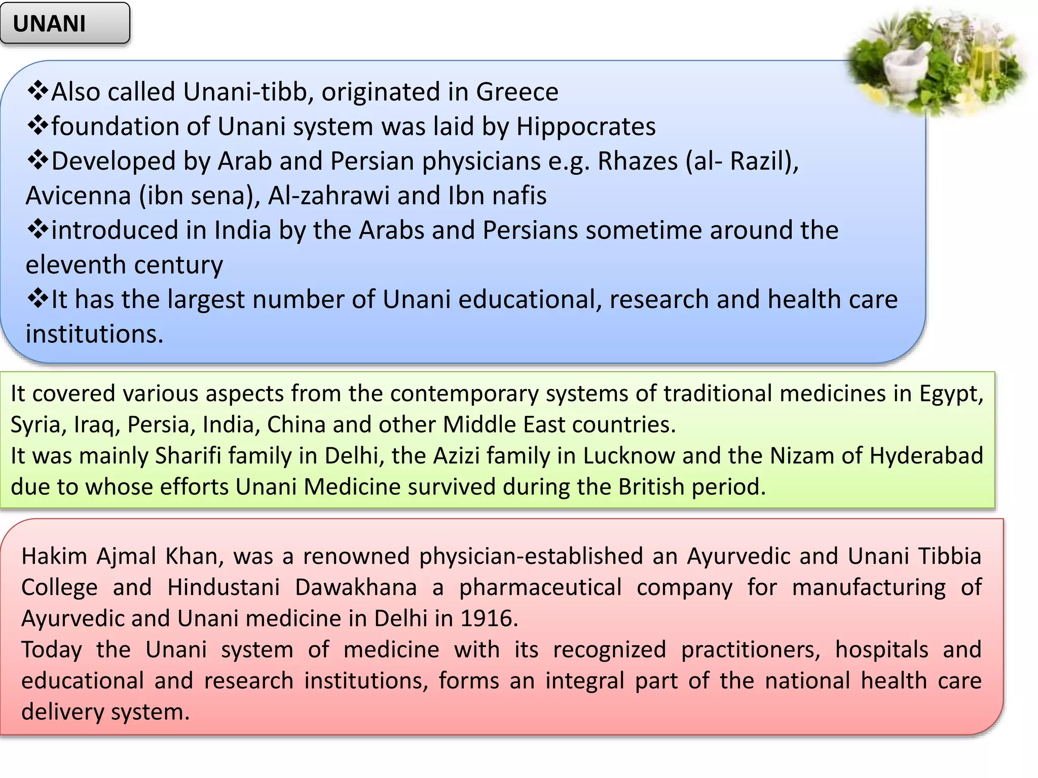 Systems of medicine- Unani system and its role in Pharmacognosy | PPTX