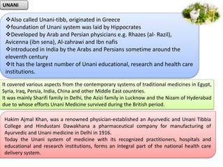 Systems of medicine- Unani system and its role in Pharmacognosy | PPTX