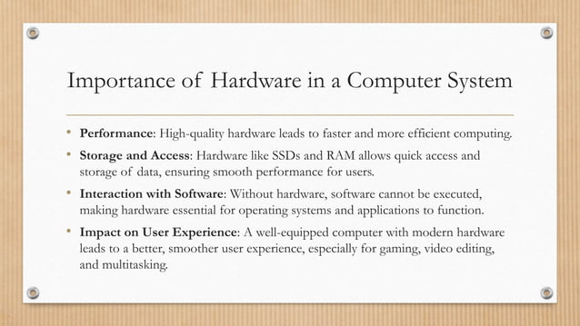An Overview of Computer Hardware for Grade 11 CAT Students..pptx | Operating Systems | Computer ...
