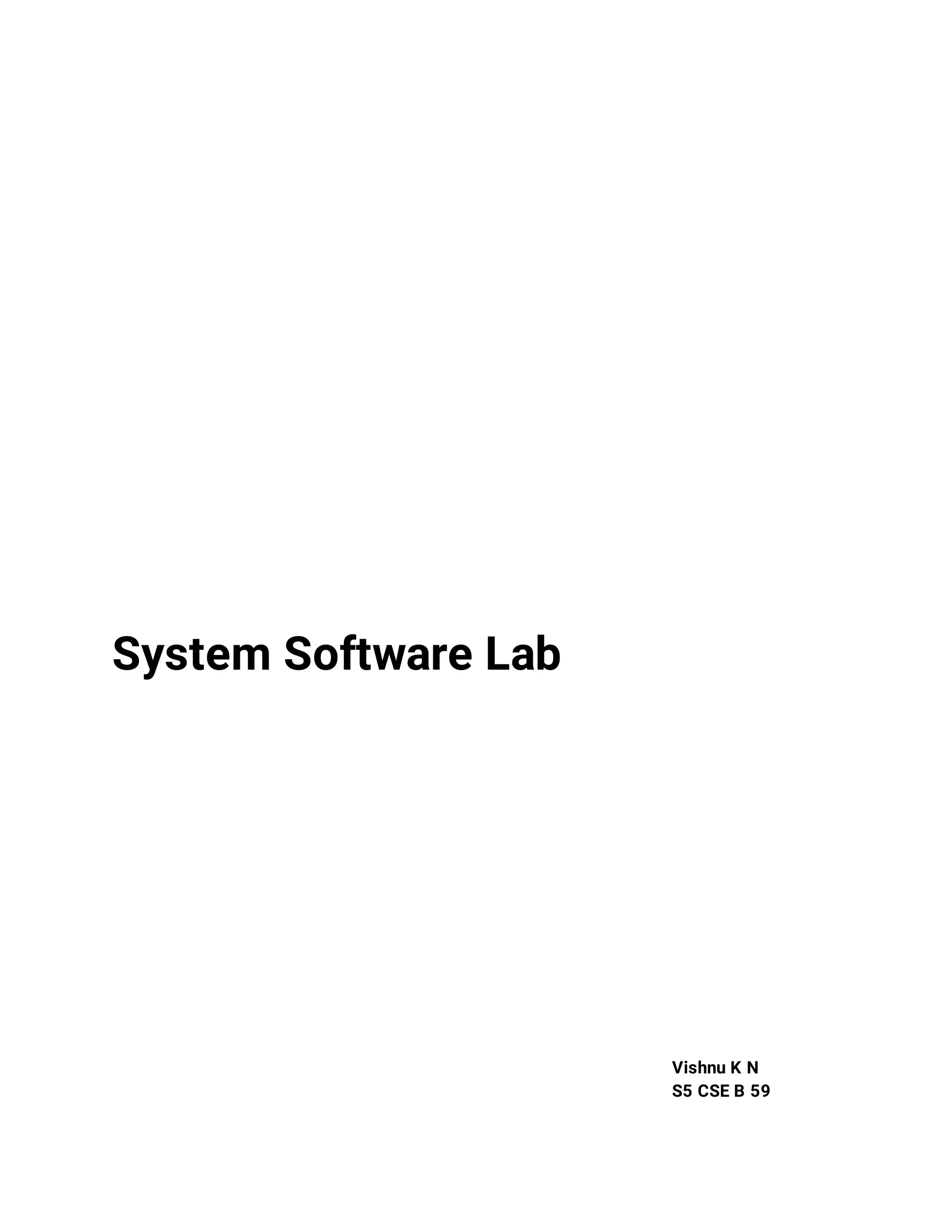 System Software /Operating System Lab Report | PDF