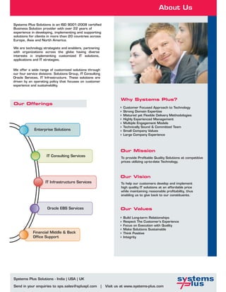 Systems Plus Solutions Brochure | PDF