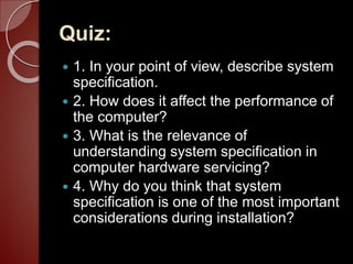 System’s specification | PPTX | Operating Systems | Computer Software ...