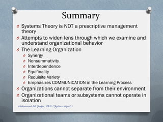 Systems theory in a Summary | PDF