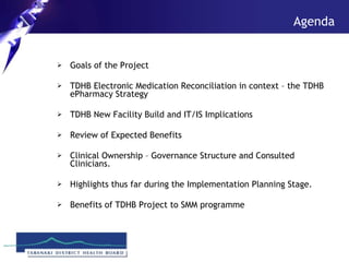 Systems to Support Medicines Reconciliation at TDHB | PPT