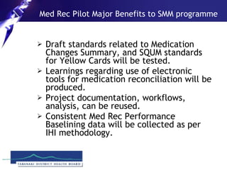 Systems to Support Medicines Reconciliation at TDHB | PPT