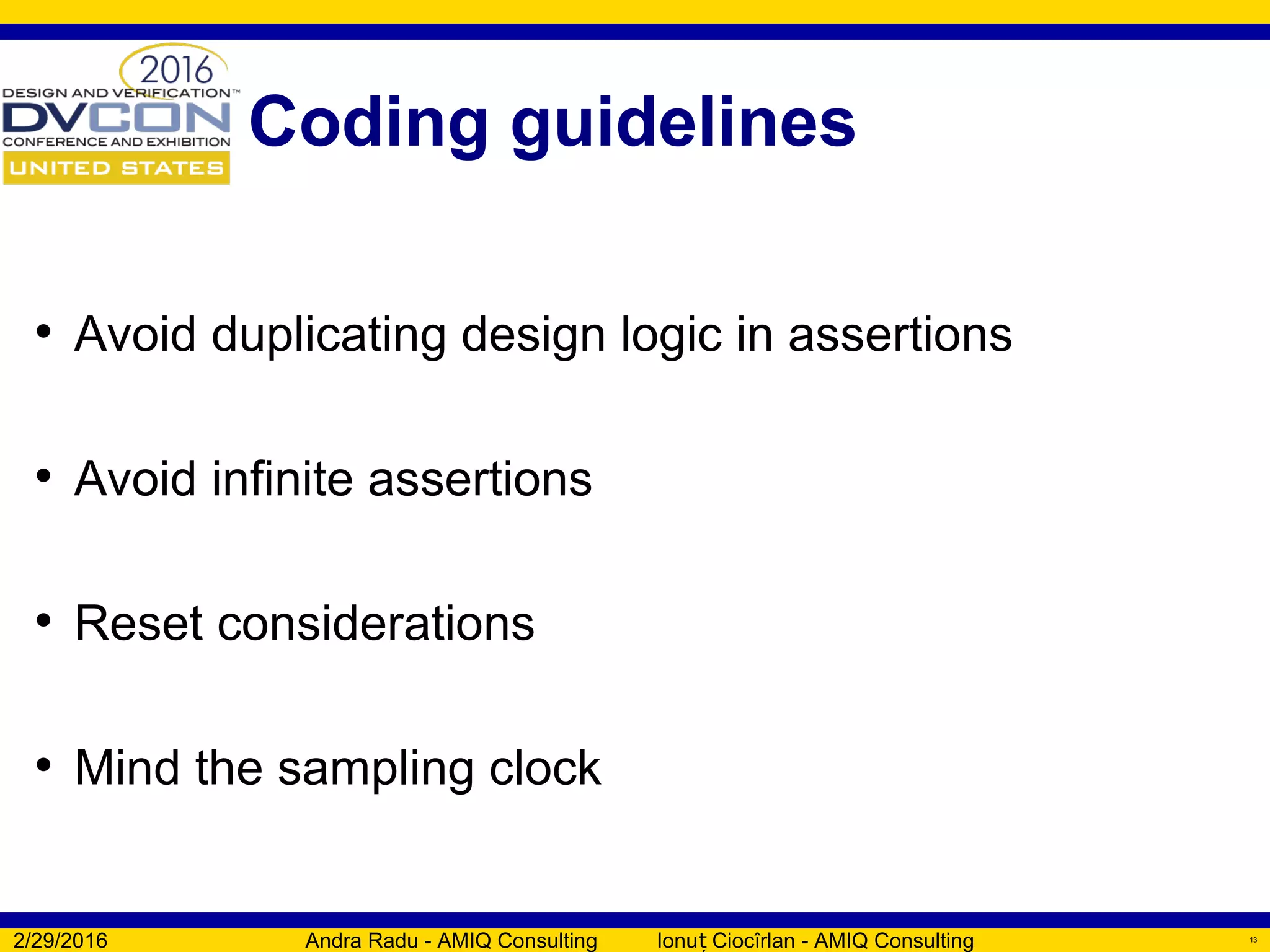 SystemVerilog Assertions verification with SVAUnit - DVCon US 2016 Tutorial | PPT