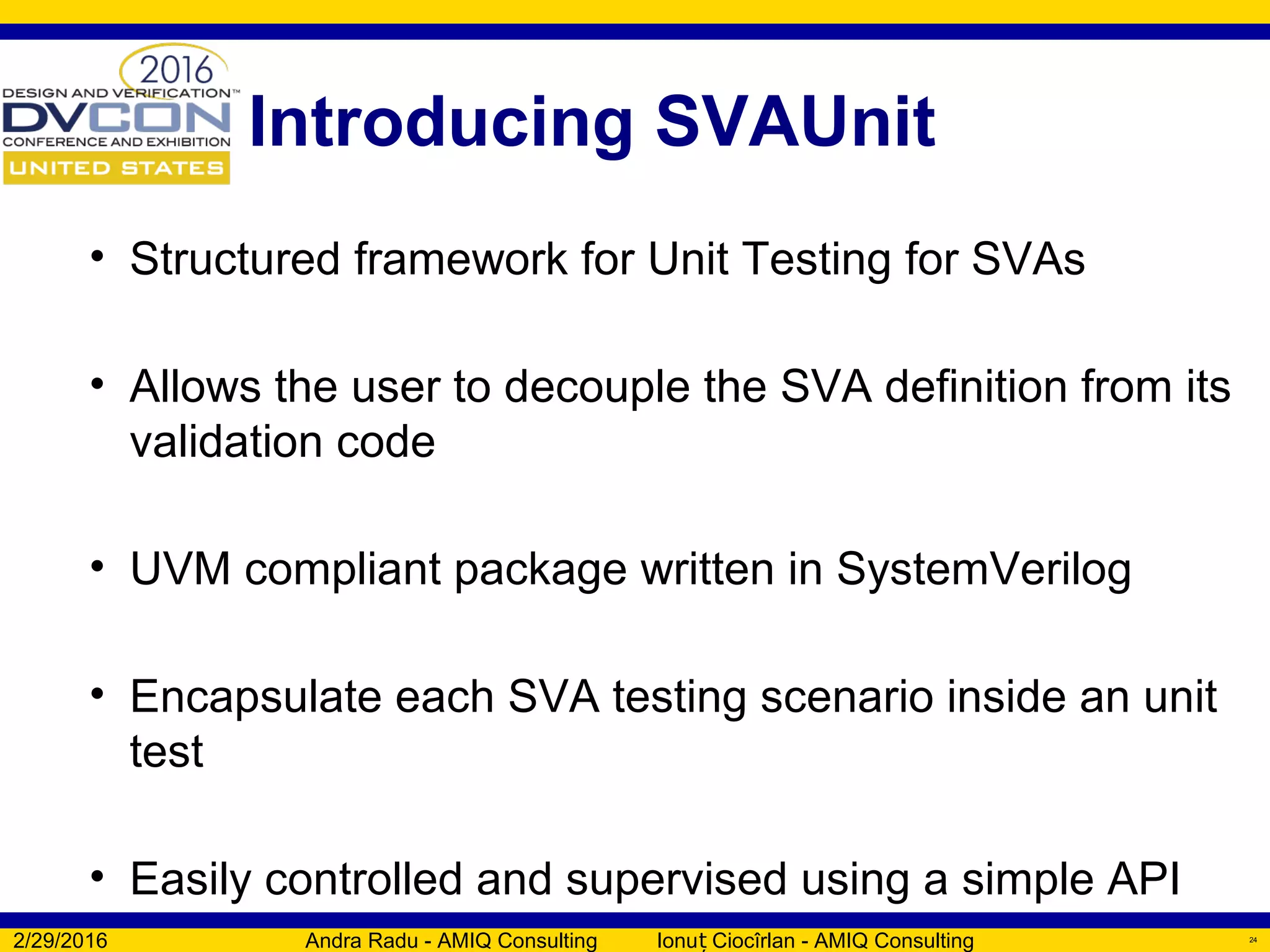 Systemverilog Assertions Verification With Svaunit Dvcon Us 2016 Tutorial Ppt