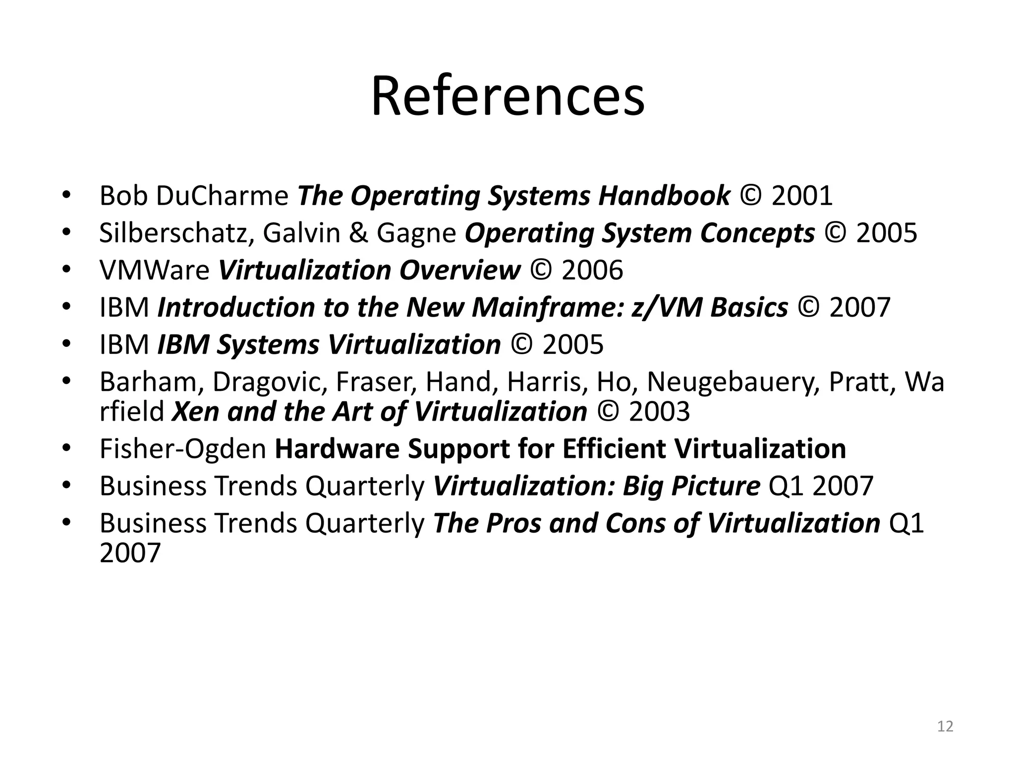 Overview of System Virtualization | PPTX | Operating Systems | Computer Software and Applications