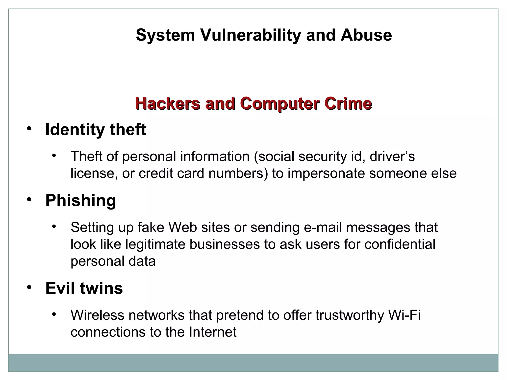 System vulnerability and abuse | PPT