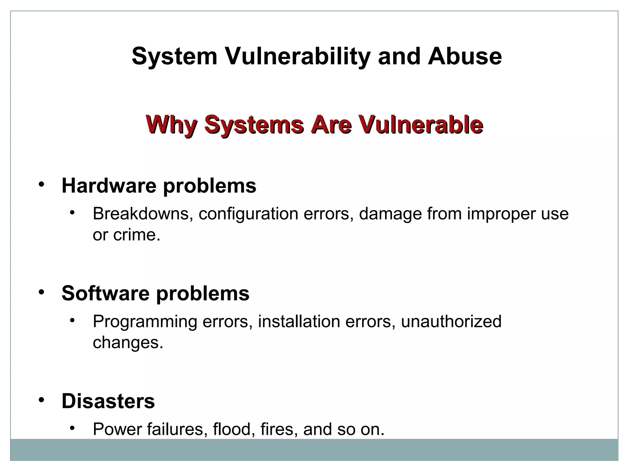 System vulnerability and abuse | PPT