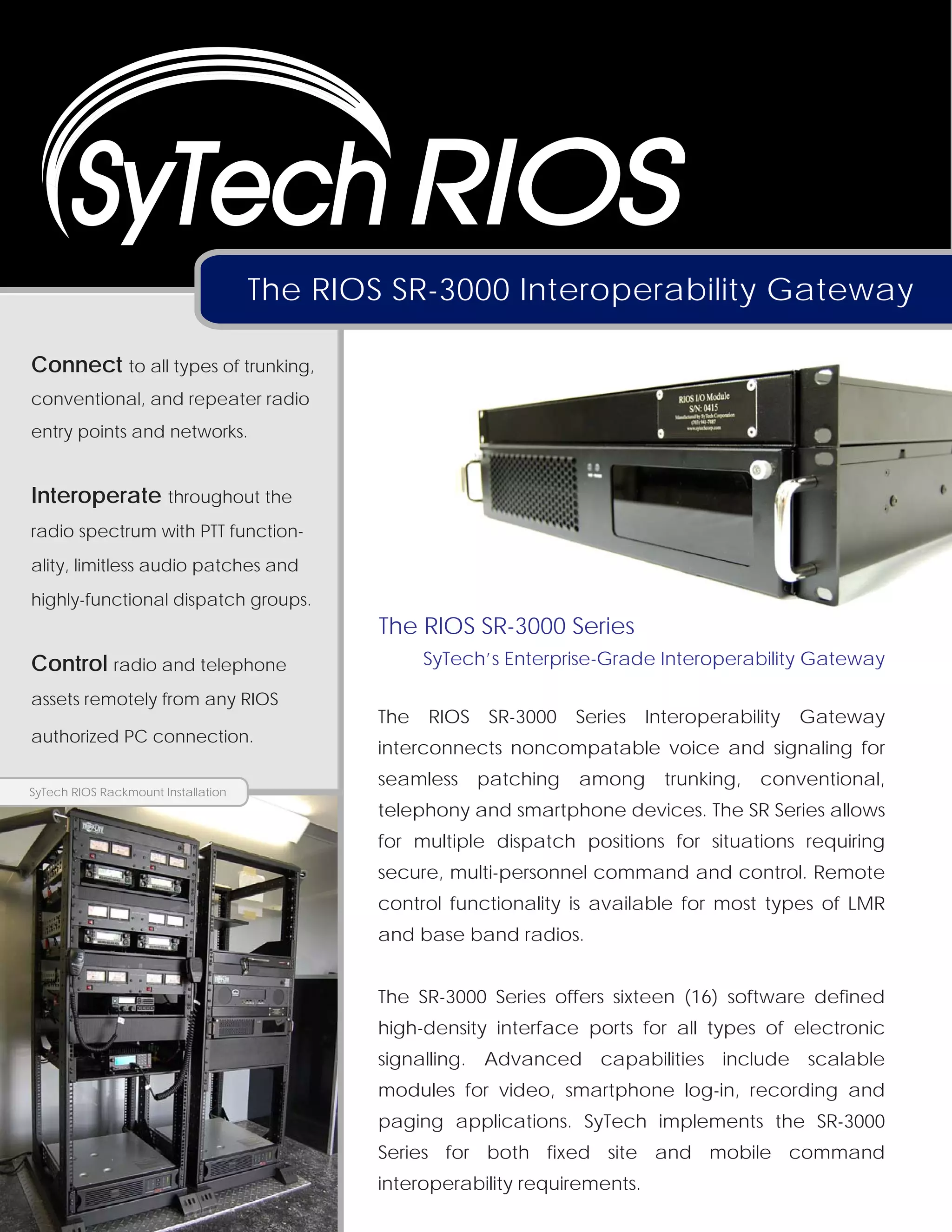 SyTech RIOS SR-3000 Series Interoperability Gateway | PDF
