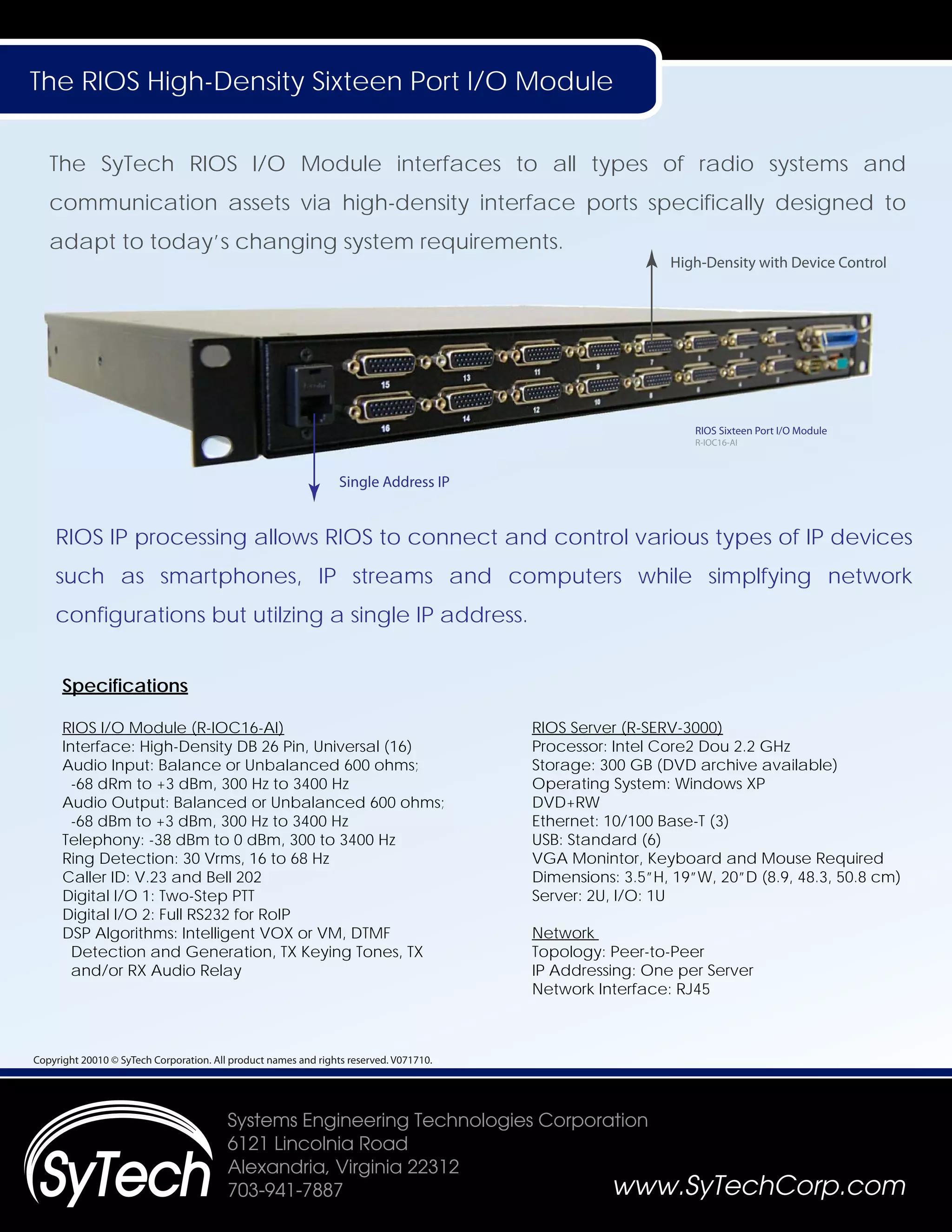 SyTech RIOS SR-3000 Series Interoperability Gateway | PDF
