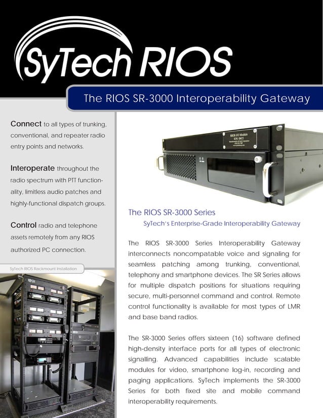 SyTech RIOS SR-3000 Series Interoperability Gateway | PDF