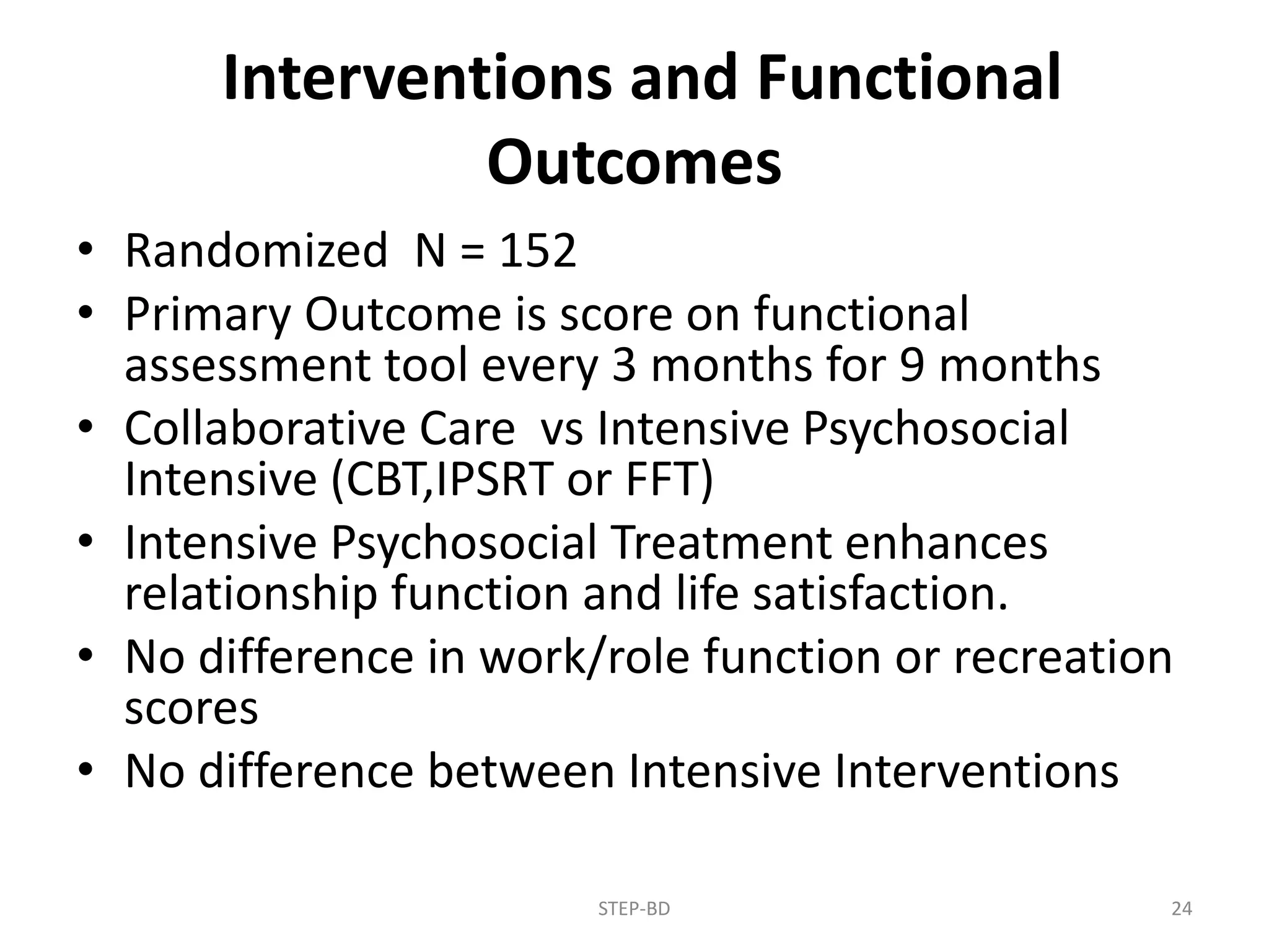 Sytematic treatment enhancement program for bipolar disorder(step bd ...