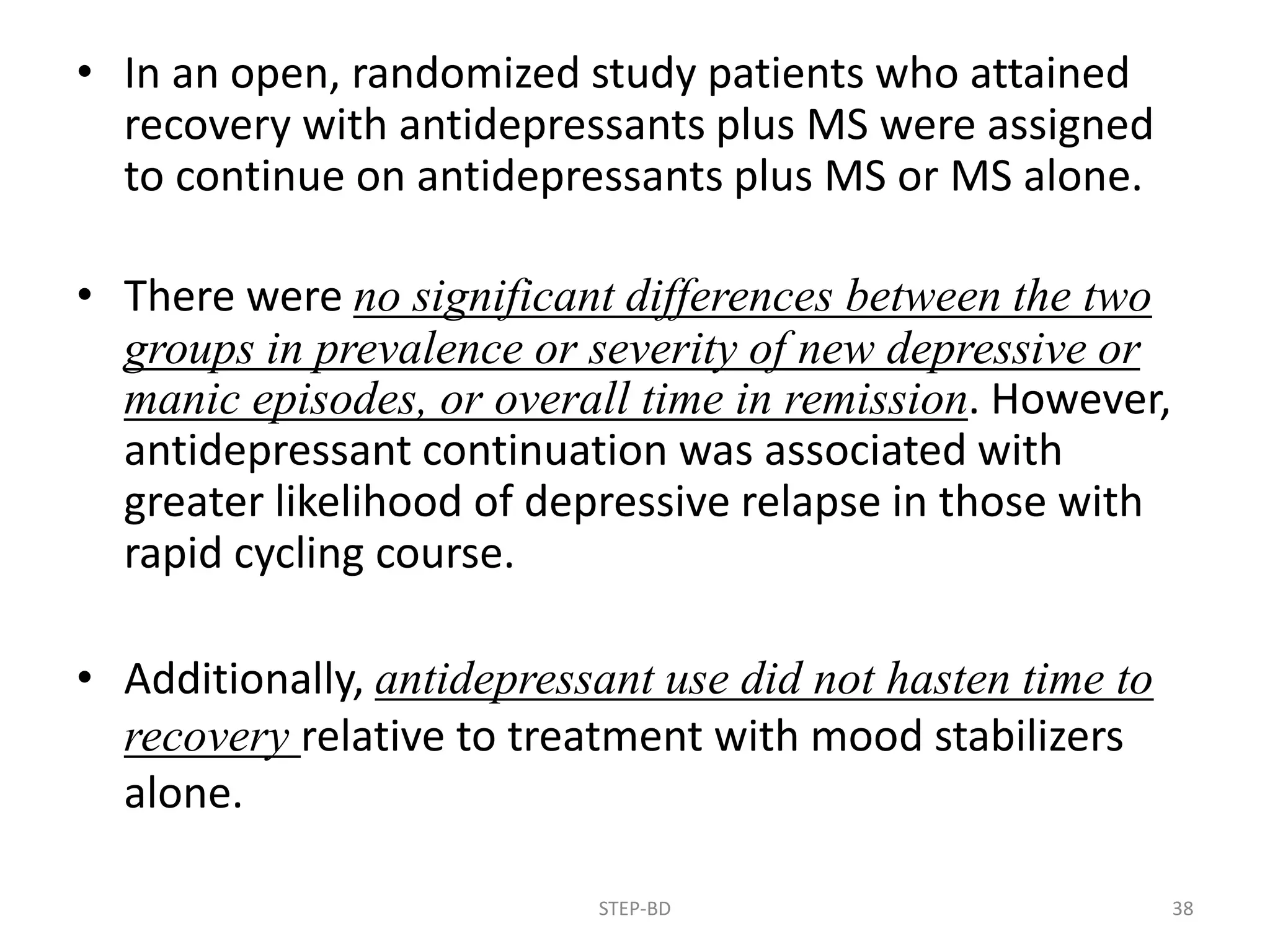Sytematic treatment enhancement program for bipolar disorder(step bd ...