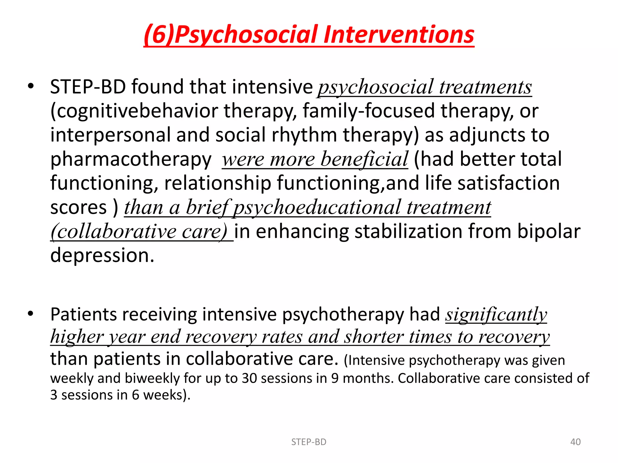 Sytematic treatment enhancement program for bipolar disorder(step bd ...