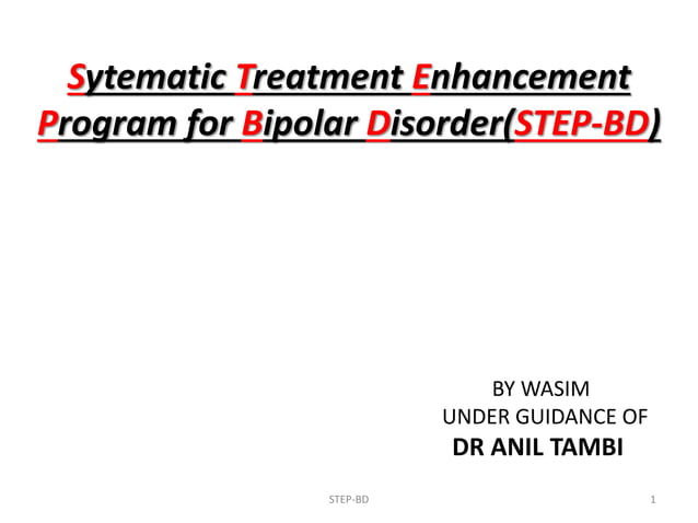Sytematic treatment enhancement program for bipolar disorder(step bd ...