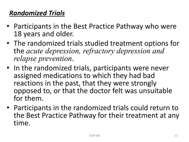 Sytematic treatment enhancement program for bipolar disorder(step bd ...
