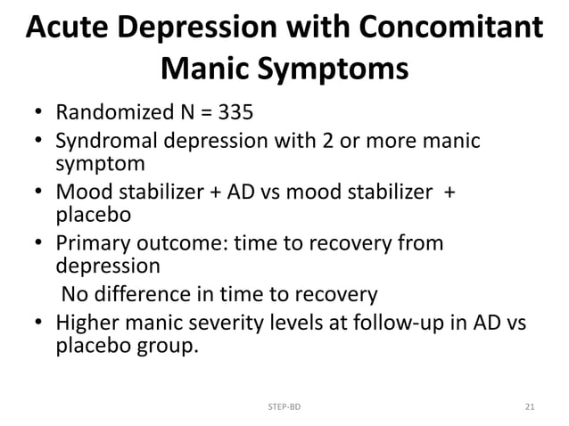 Sytematic treatment enhancement program for bipolar disorder(step bd ...