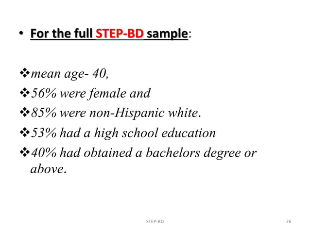 Sytematic treatment enhancement program for bipolar disorder(step bd ...