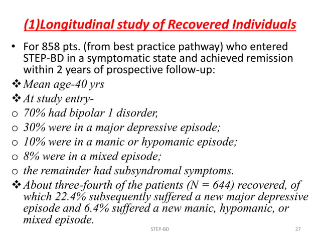Sytematic treatment enhancement program for bipolar disorder(step bd ...