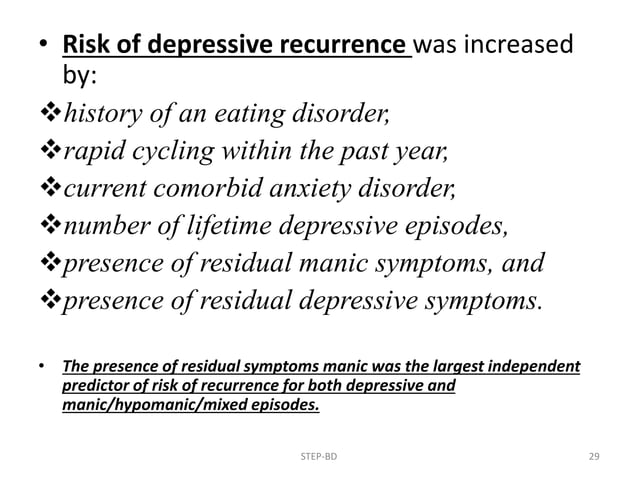 Sytematic treatment enhancement program for bipolar disorder(step bd ...