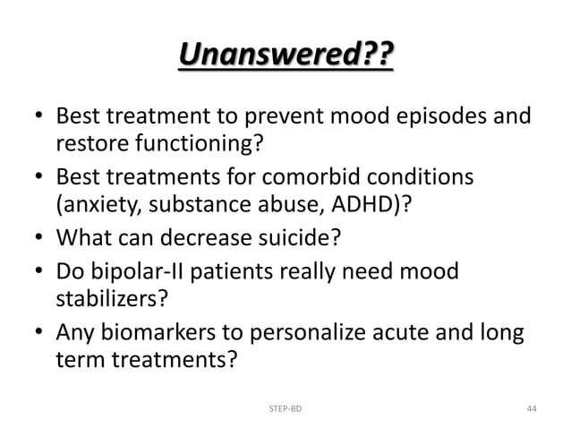 Sytematic treatment enhancement program for bipolar disorder(step bd ...