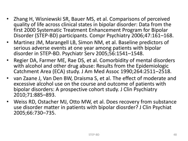 Sytematic treatment enhancement program for bipolar disorder(step bd ...