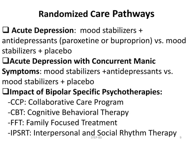Sytematic treatment enhancement program for bipolar disorder(step bd ...