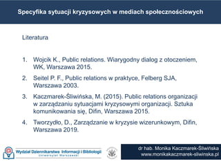 Specyfika sytuacji kryzysowych w social media | PPSX
