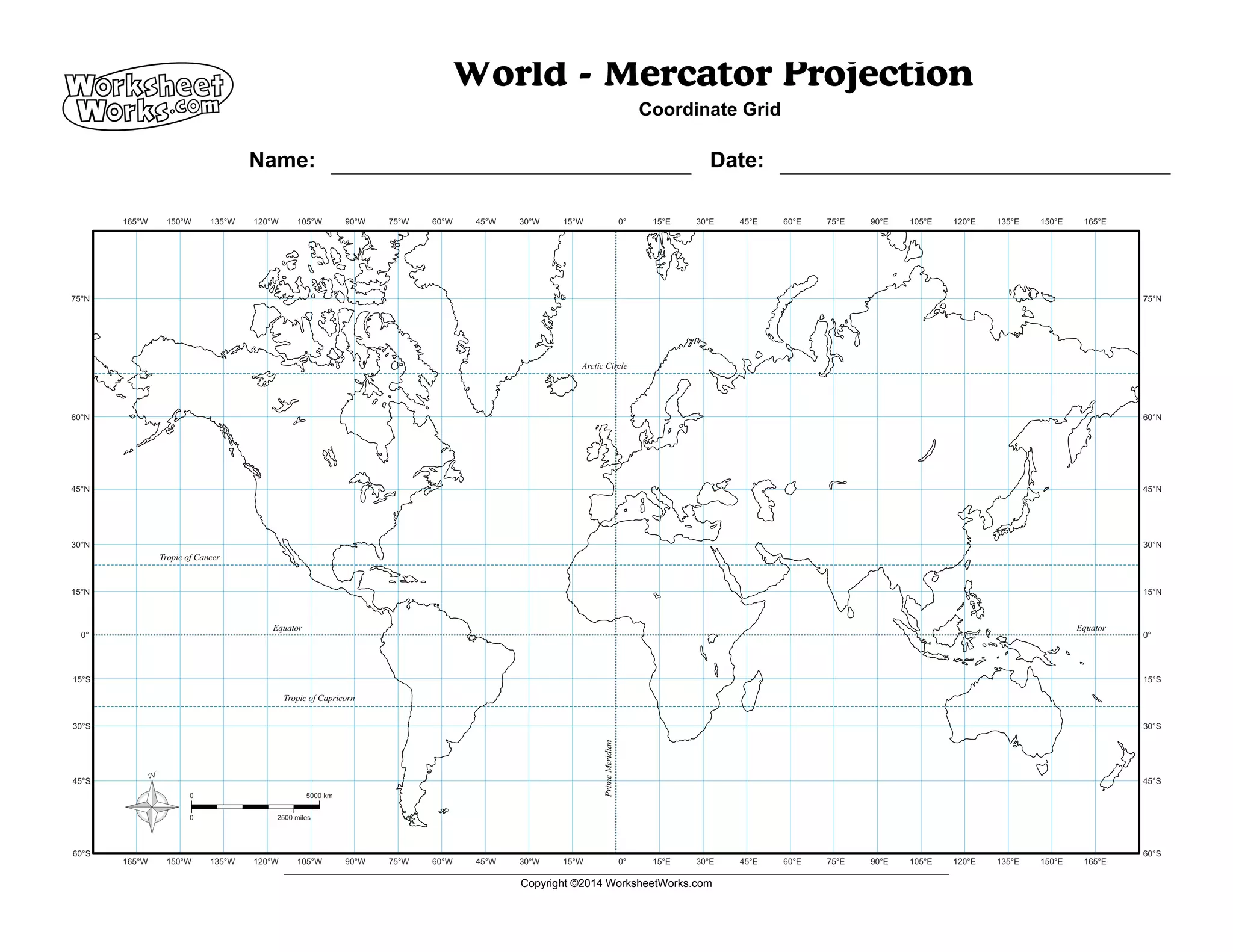 Worksheet works world_mercator_projection_2 | PDF | Geography | Science