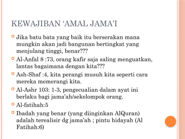 SYURO dan amal jama’i bagi organisasi yang efektif | PPT