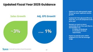 Sysco Fiscal Q3 2025 Earnings Results Presentation | PDF