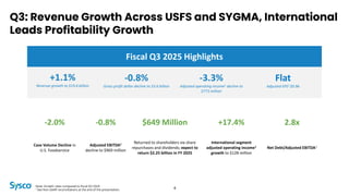 Sysco Fiscal Q3 2025 Earnings Results Presentation | PDF