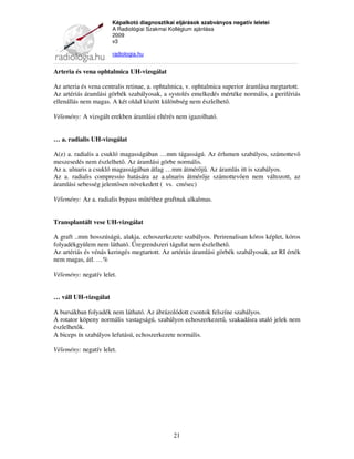 Képalkotó diagnosztikai eljárások szabványos negatív leletei (2009.v.3 ...