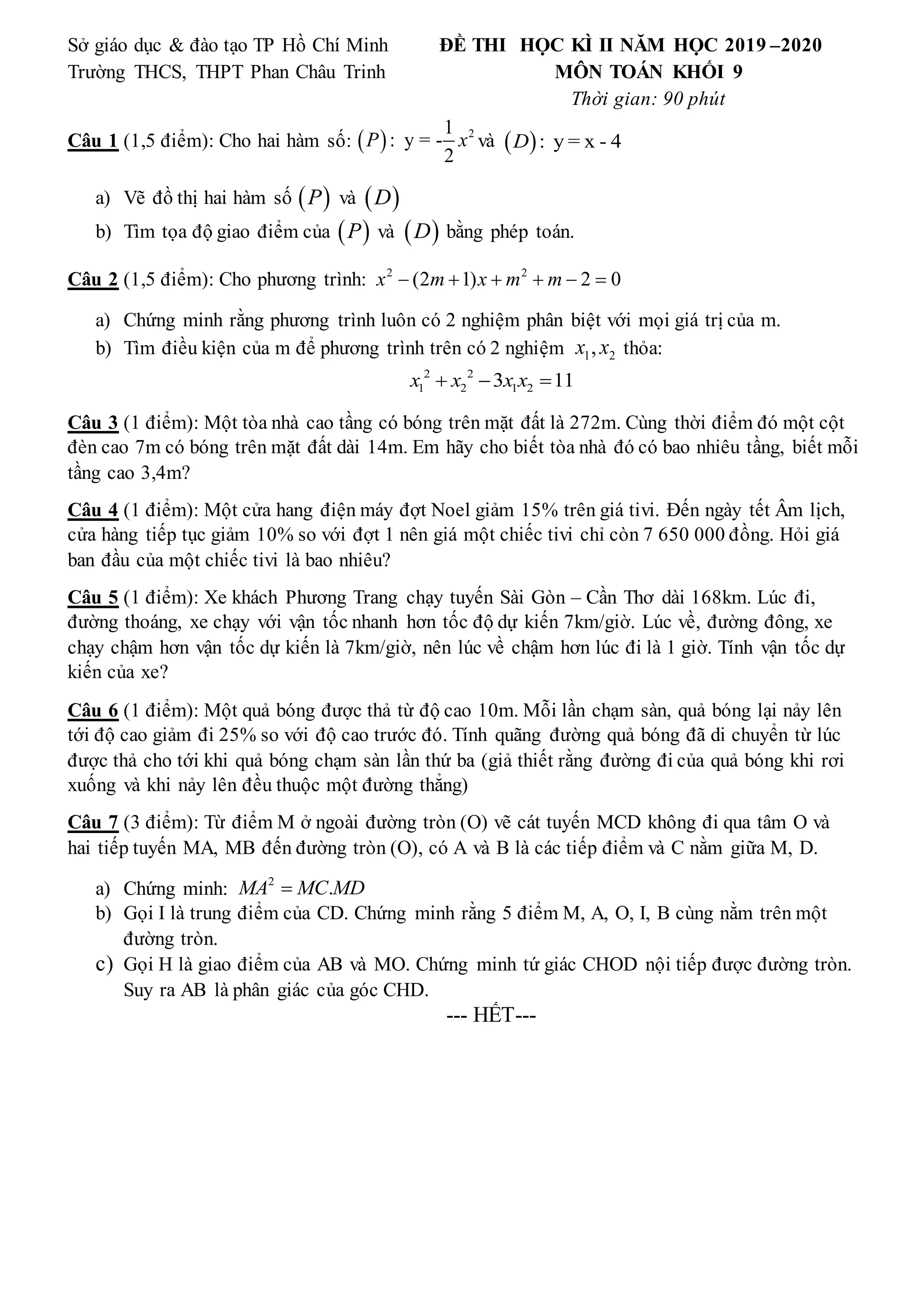 Đề Thi HK2 Toán 9 - THCS THPT Phan Châu Trinh | PDF