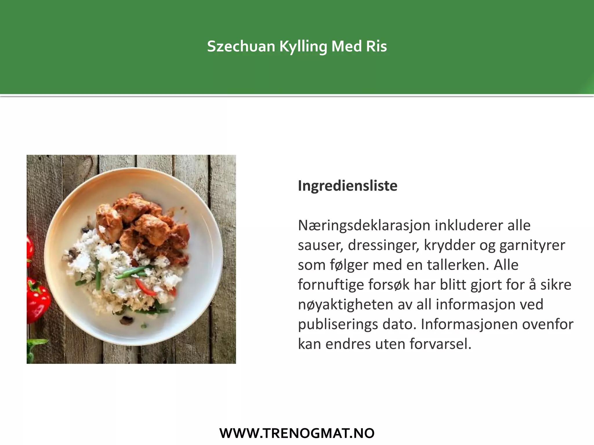 Szechuan Kylling Med Ris | PPT