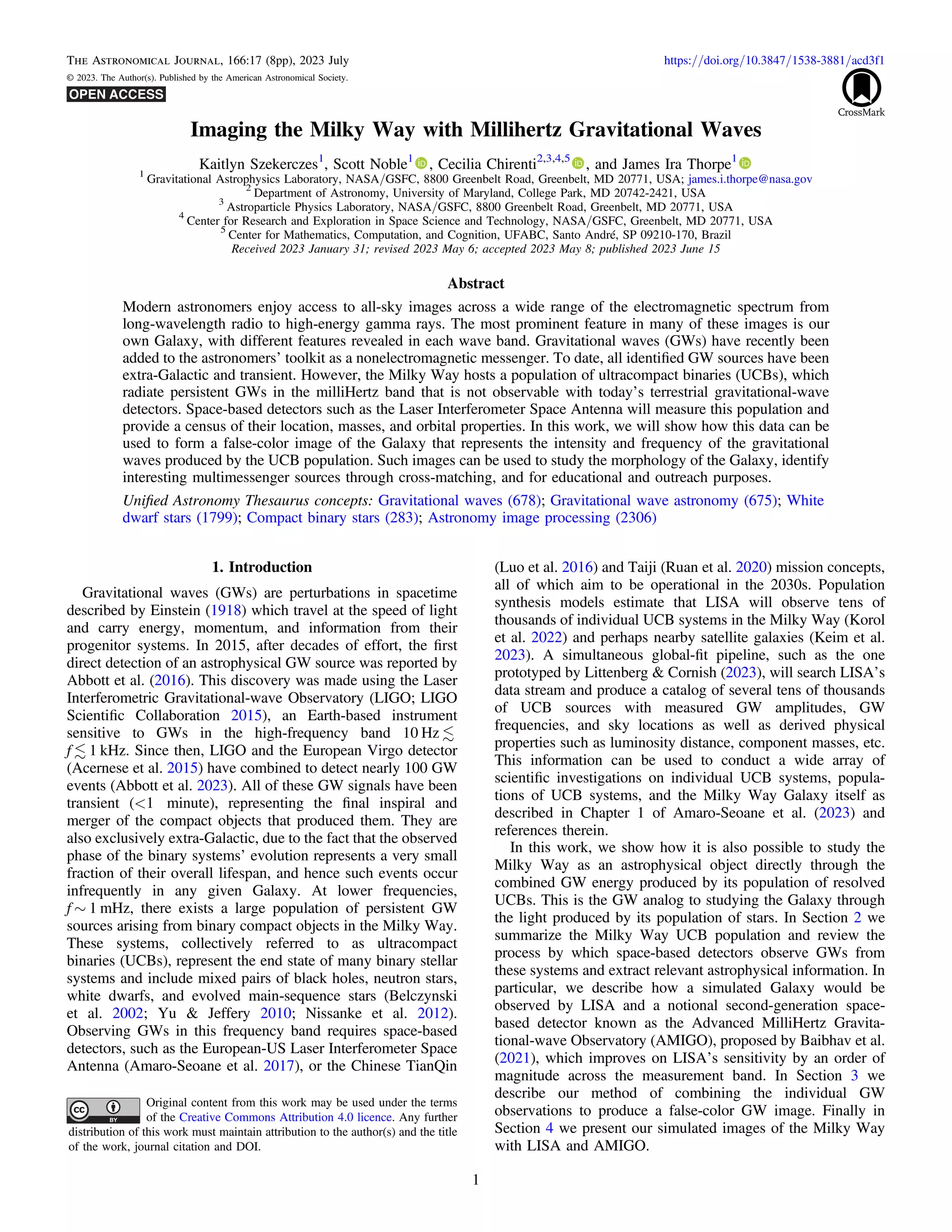 Imaging the Milky Way with Millihertz Gravitational Waves | PDF