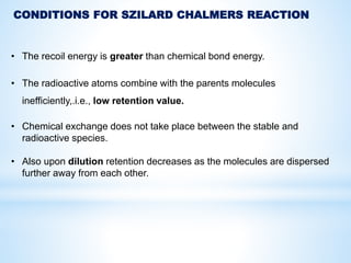 Hot Atom Chemistry: Szilard Chalmers Process | PPTX