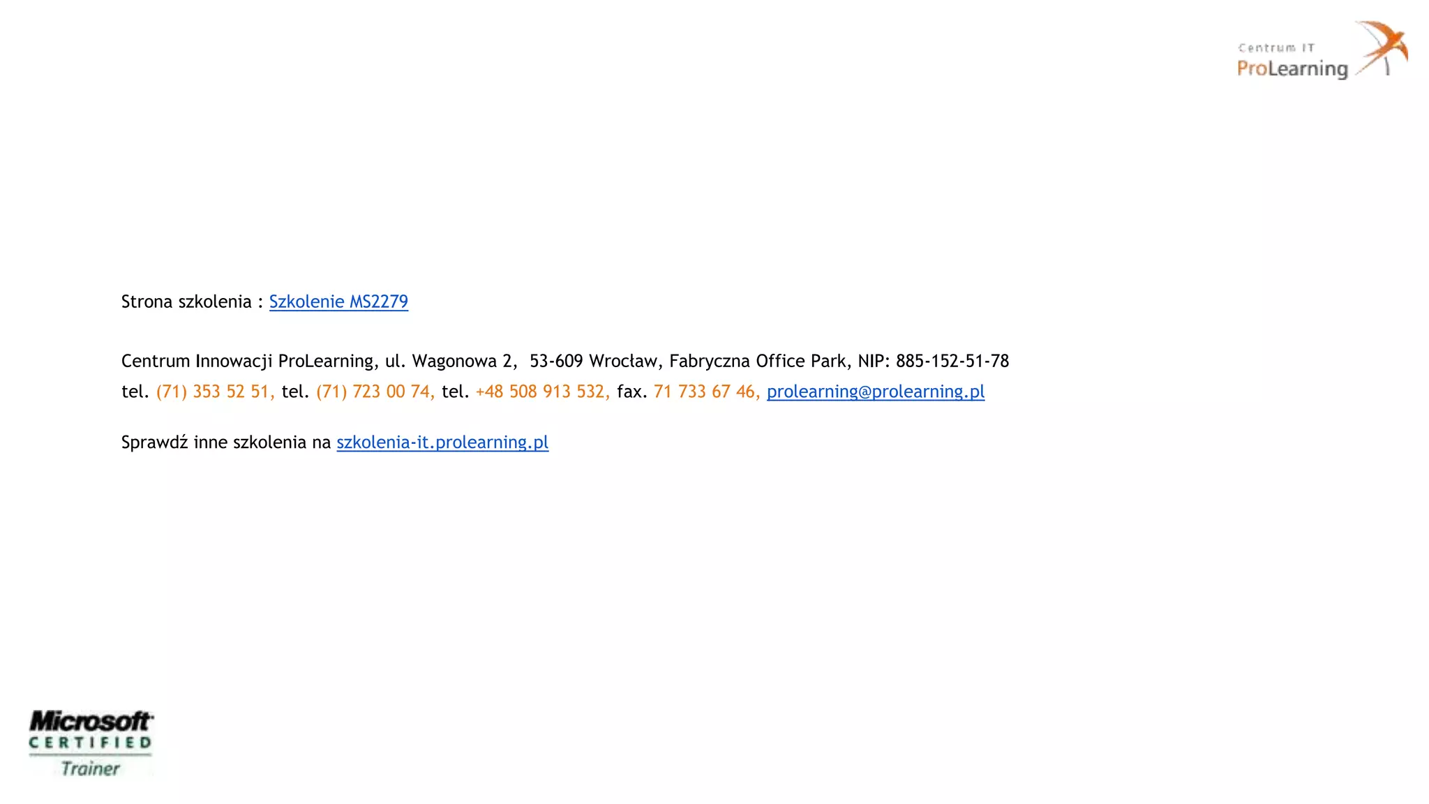 Szkolenie ms2279 prolearning | PPT